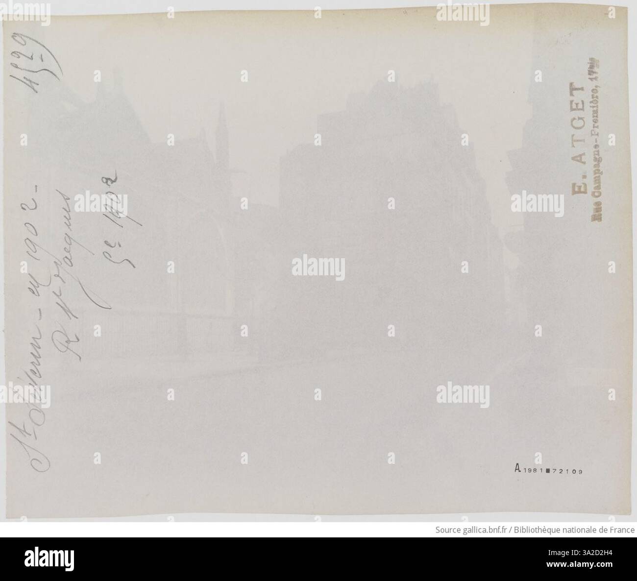 This photograph by Eugène Atget shows Rue St-Jacques in St Séverin ...