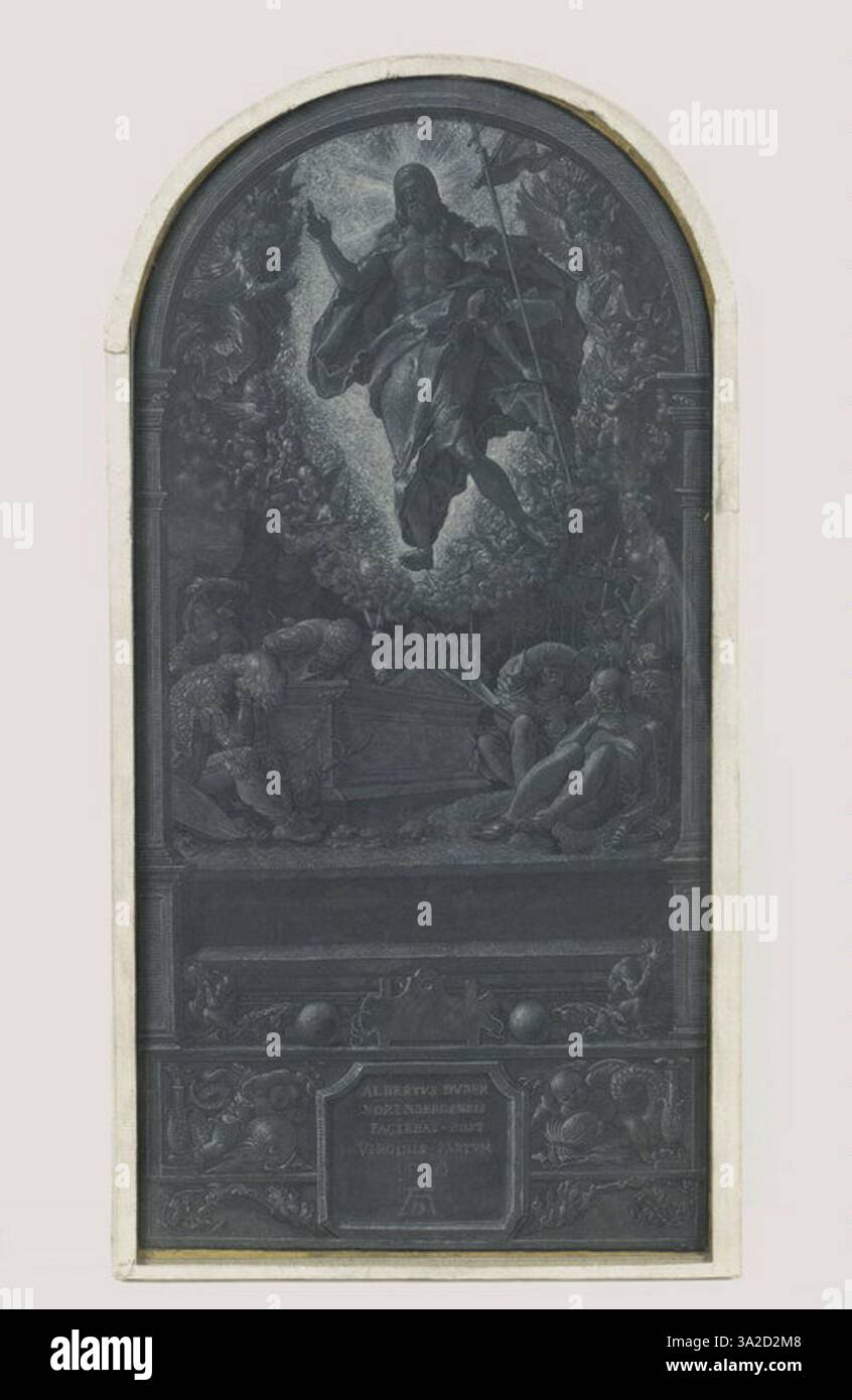 This copy of Dürer’s Resurrection of Jesus illustrates Christ emerging ...