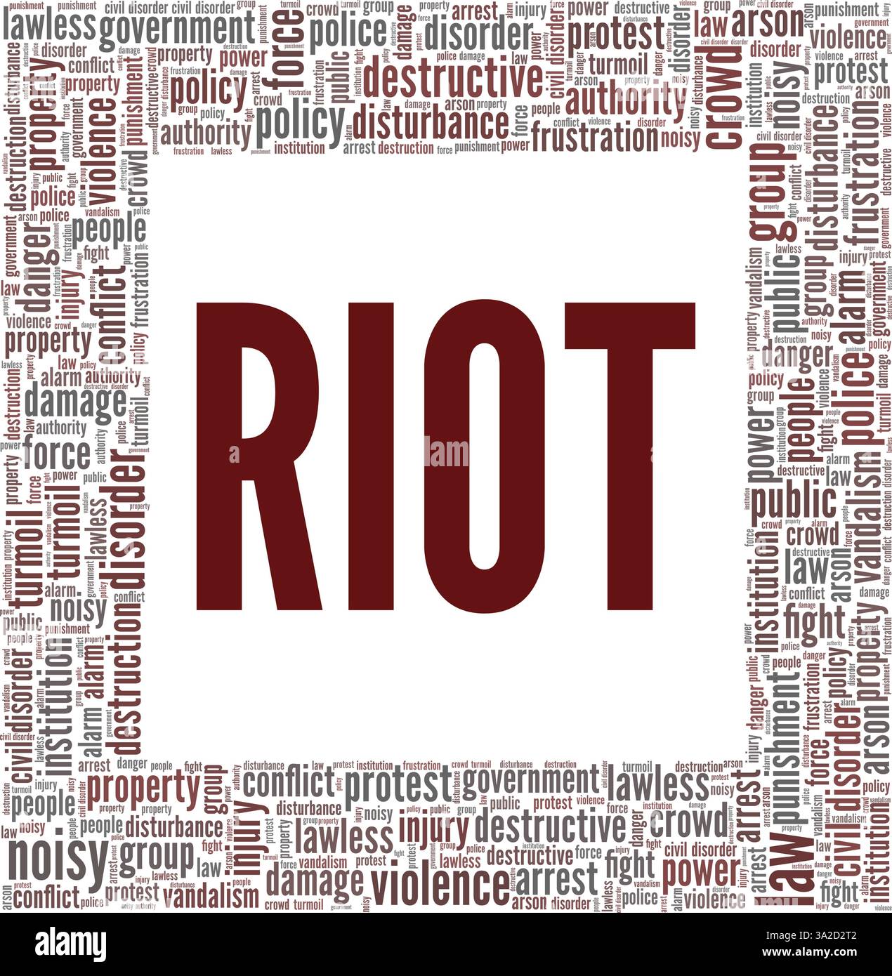 Riot vector illustration word cloud isolated on a white background ...