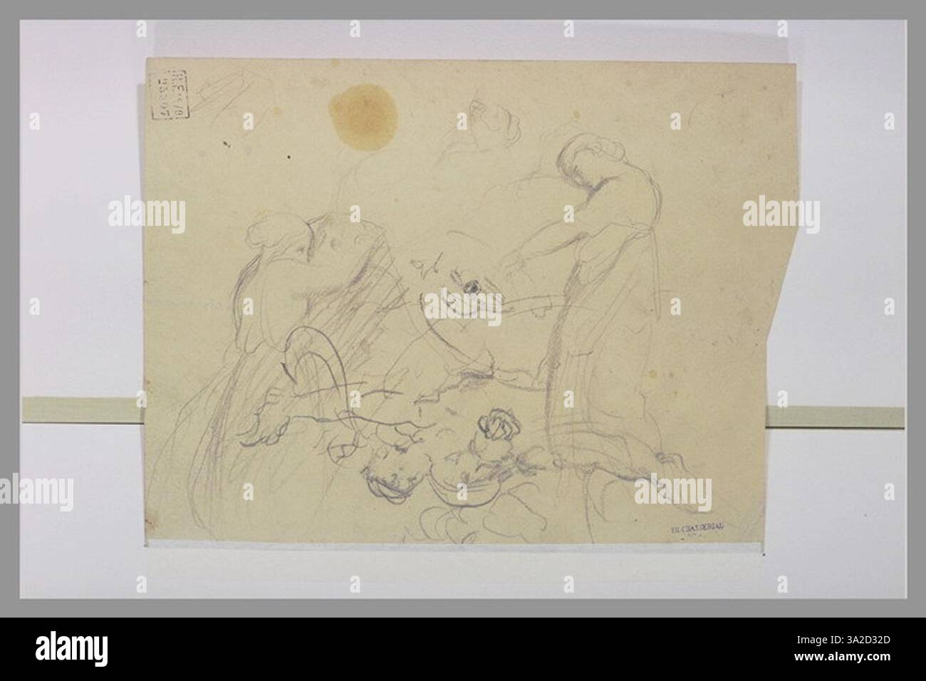 This drawing depicts a couple in love, with a rider raising his left ...