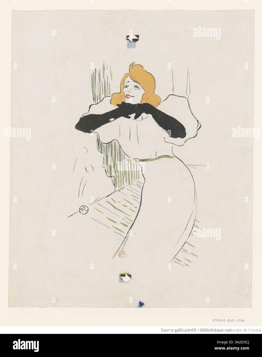 'Yvette Guilbert dans Linger, Longer, Loo!' depicts the famous French ...