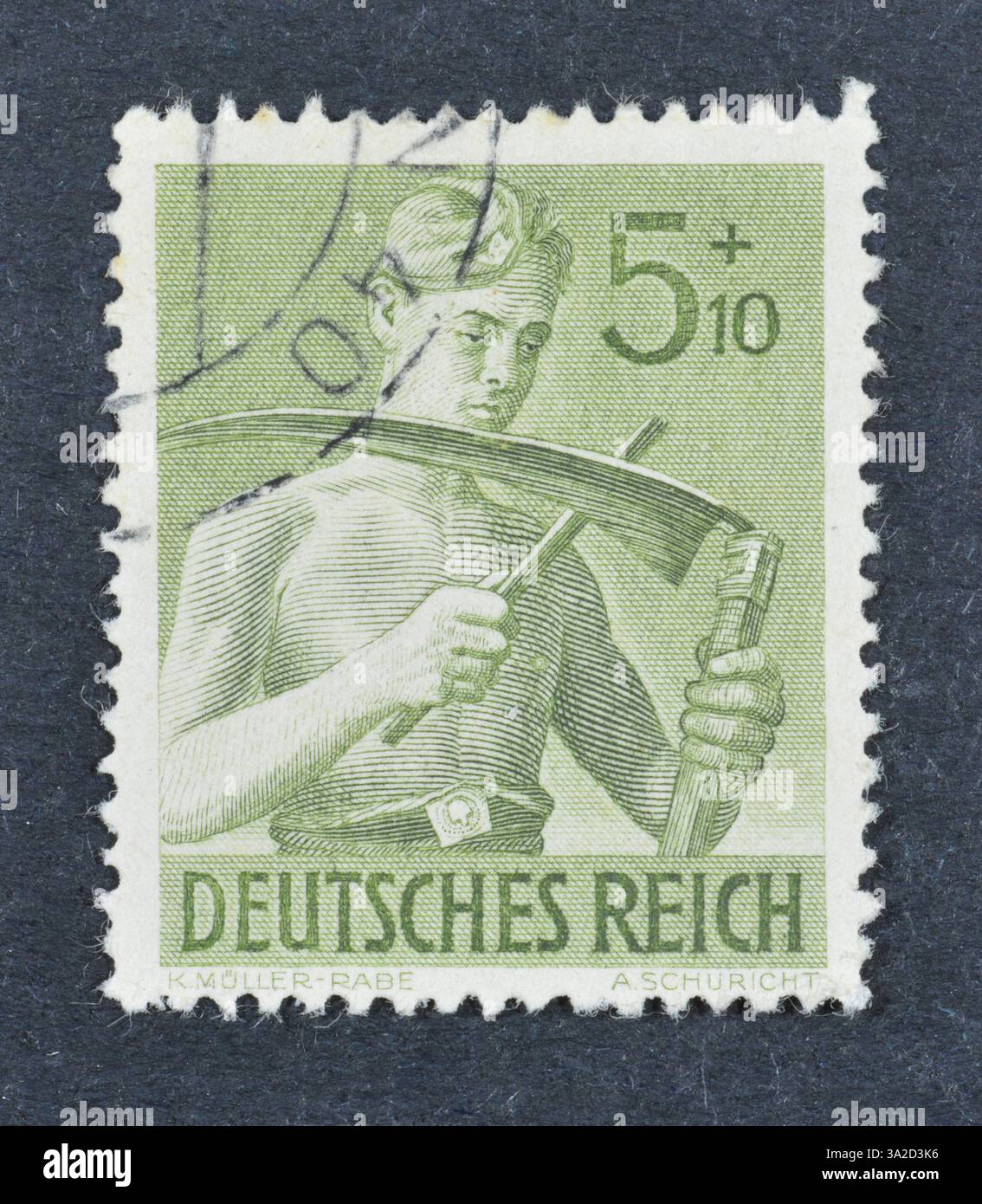 Cancelled postage stamp printed by Germany, Realm, that shows Working ...