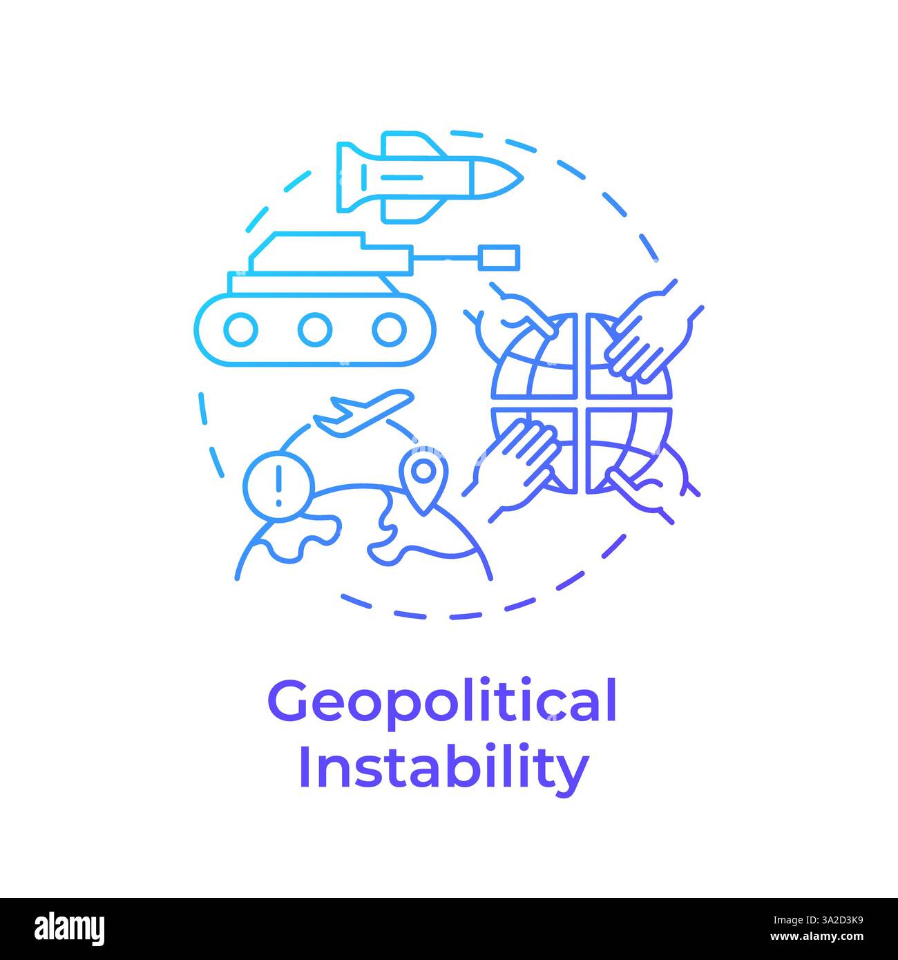 Geopolitical instability blue gradient concept icon Stock Vector Image ...