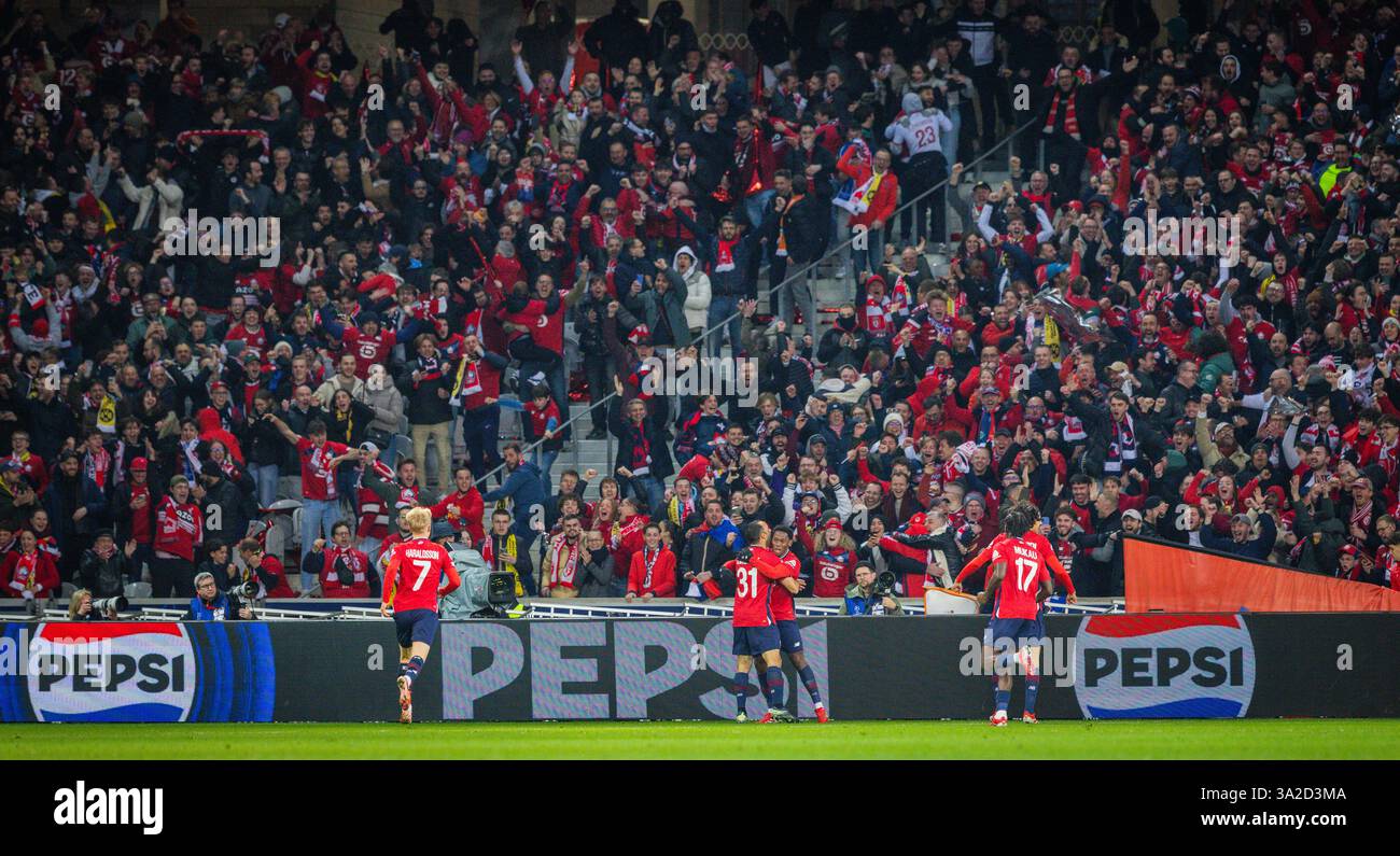 Lille, Germany. 12th Mar 2025. Torjubel: Ismaily (Lille) Jonathan David ...