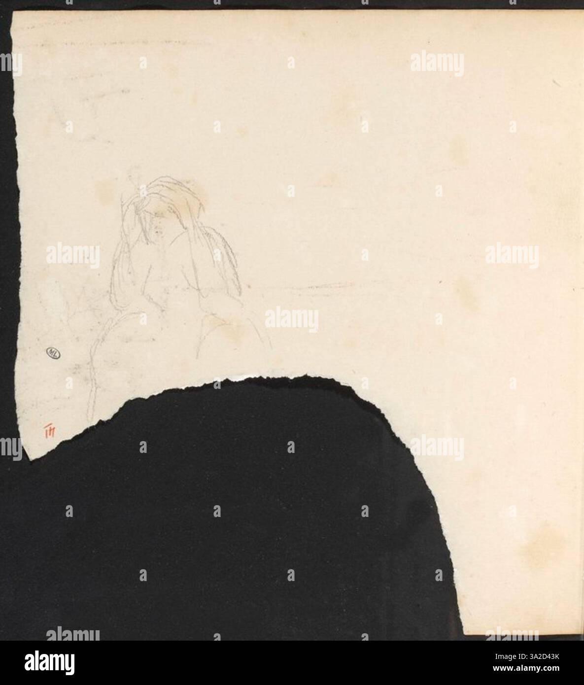 This drawing by Chassériau depicts a figure study in a classic pose ...