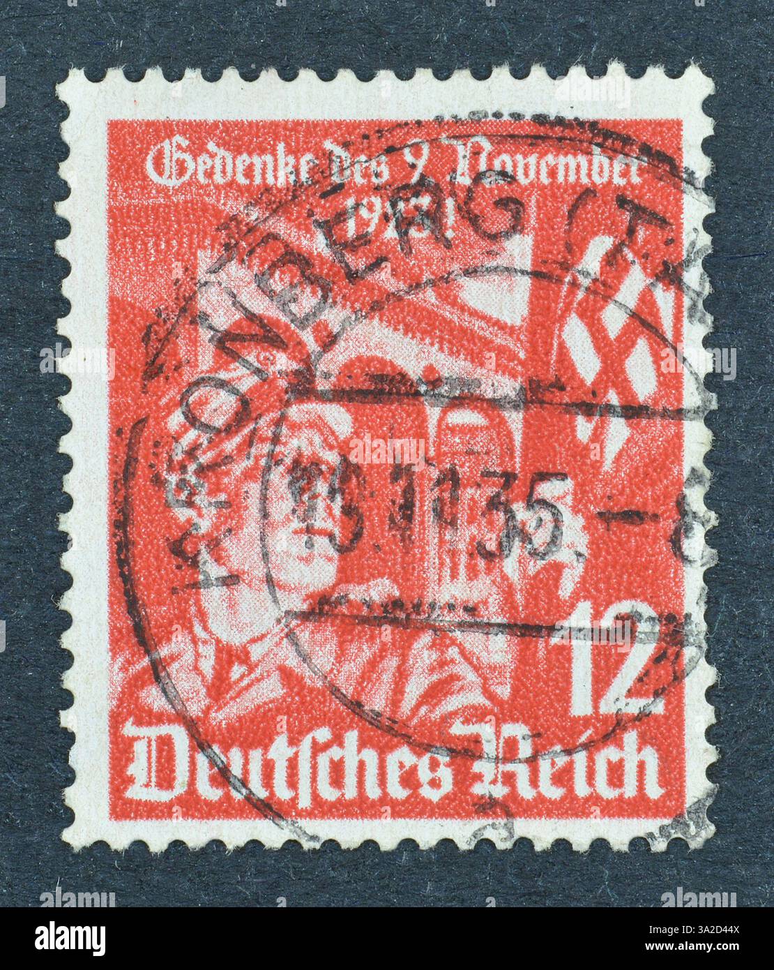 Cancelled postage stamp printed by Germany, Realm, that shows Standard ...