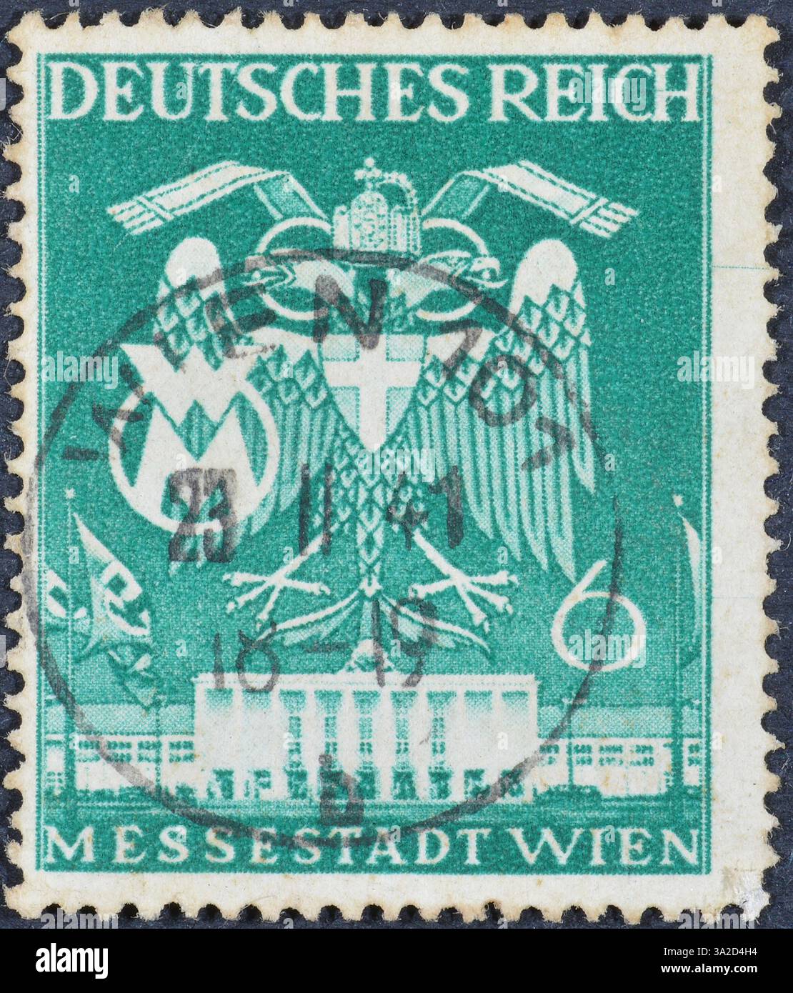 Cancelled postage stamp printed by Germany, Realm, that shows Fair ...