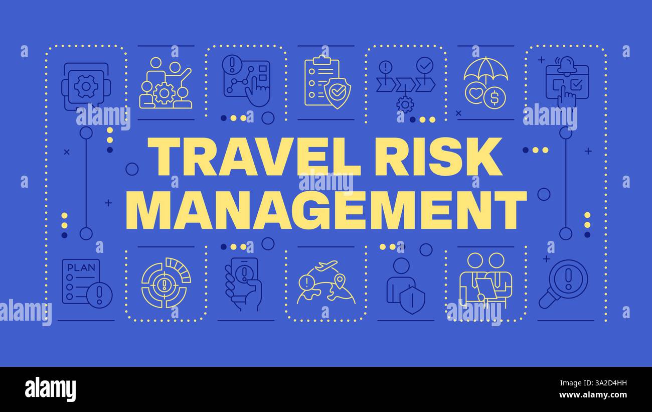 Travel risk management blue word concept Stock Vector Image & Art - Alamy