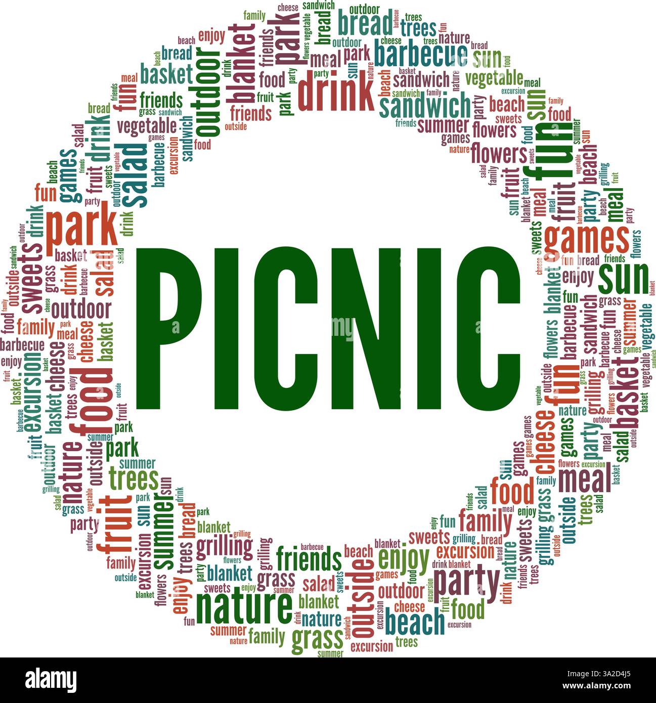 Picnic vector illustration word cloud isolated on a white background ...