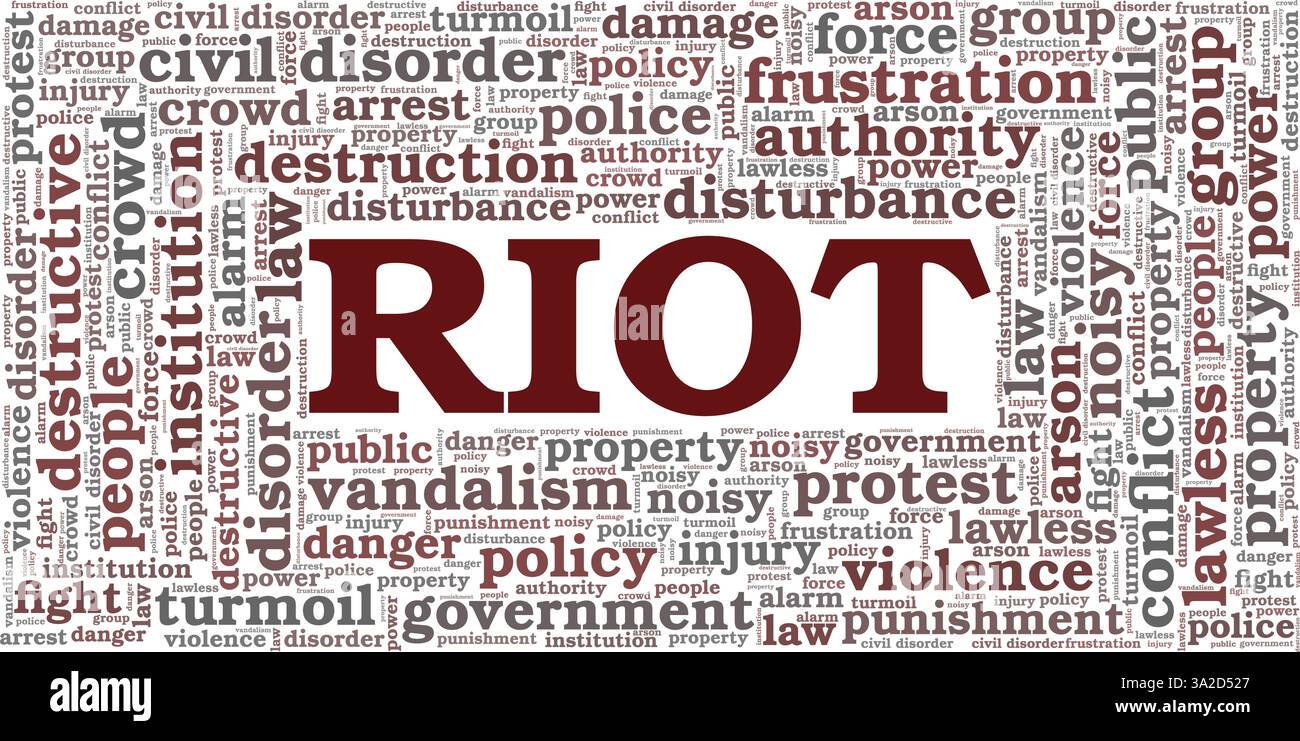 Riot vector illustration word cloud isolated on a white background ...