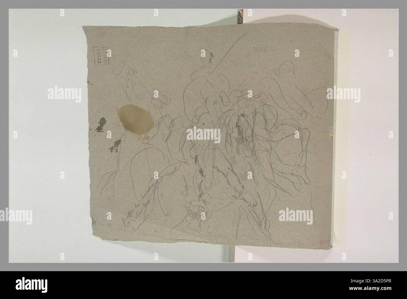 This drawing features a group of horse riders in motion, capturing ...