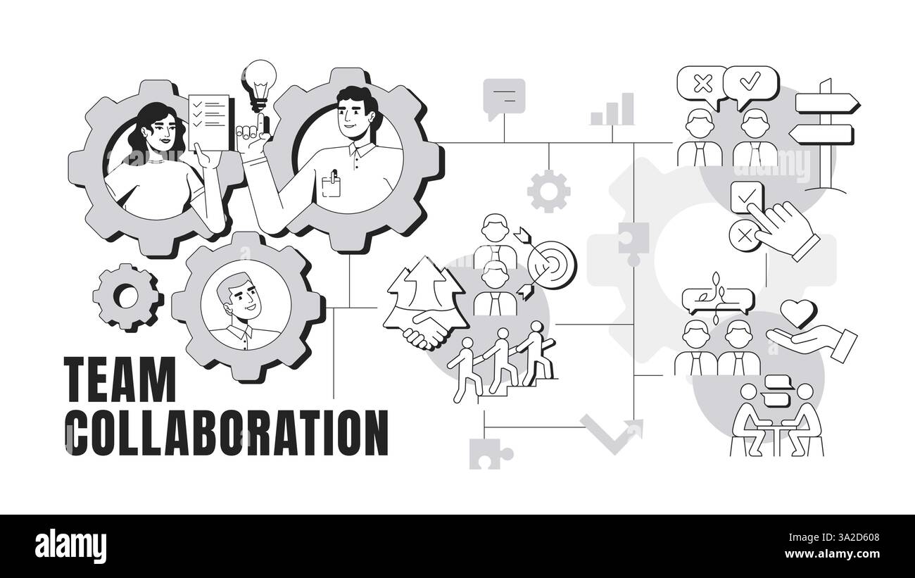 Team collaboration banner conceptual illustration Stock Vector Image ...