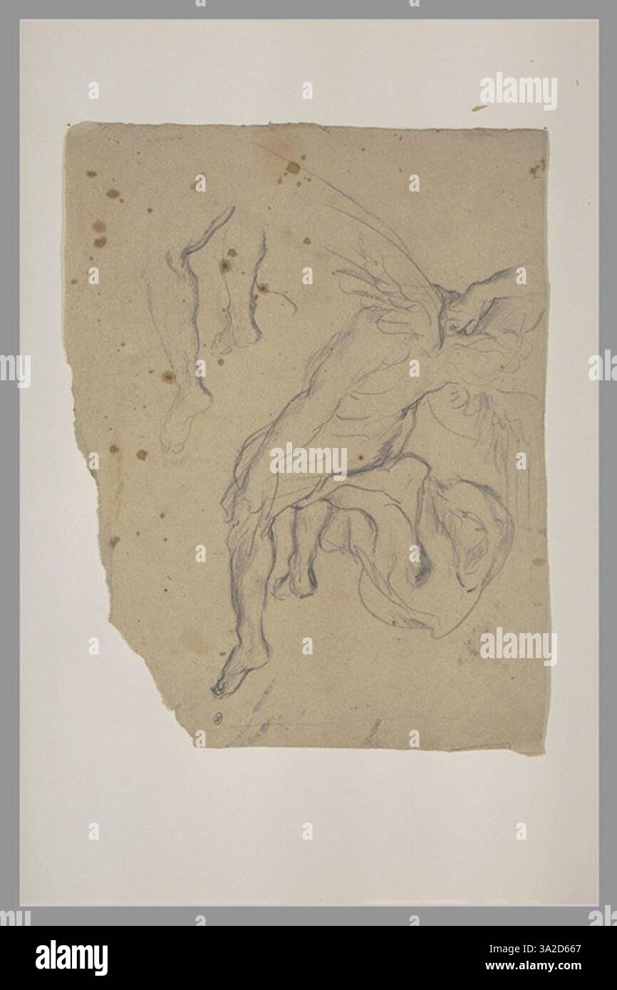 This study depicts an angel in flight with a focus on the positioning ...