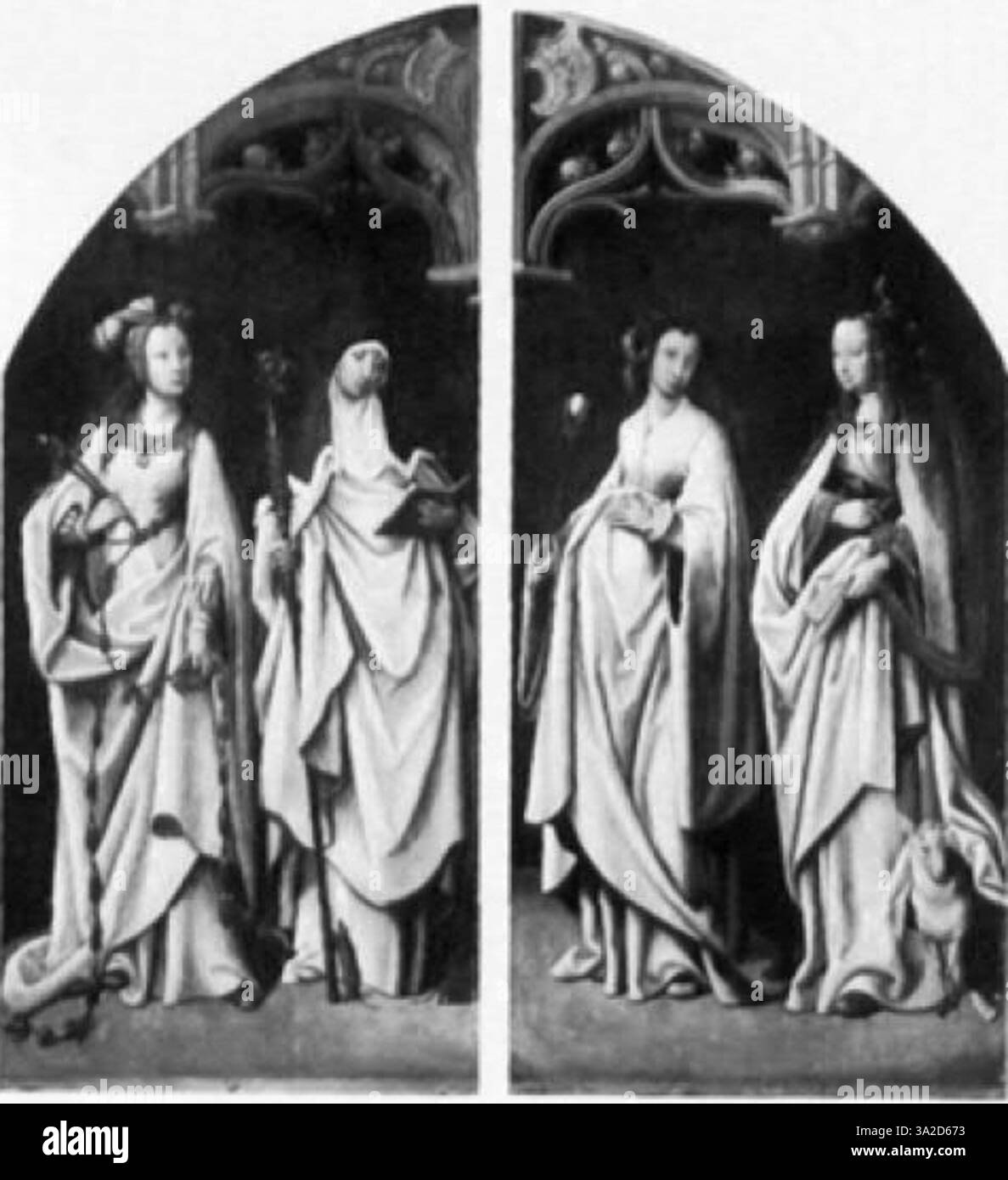 The painting features religious figures depicted with intricate detail ...