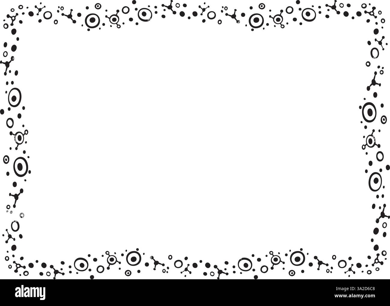 Vector illustration made with circles and dots creating a rectangular ...