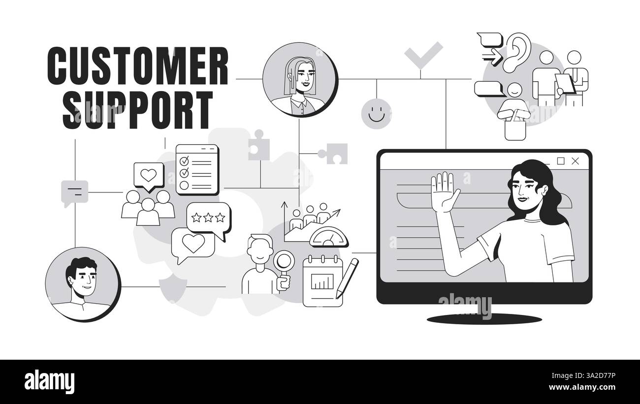Customer support banner conceptual illustration Stock Vector Image ...