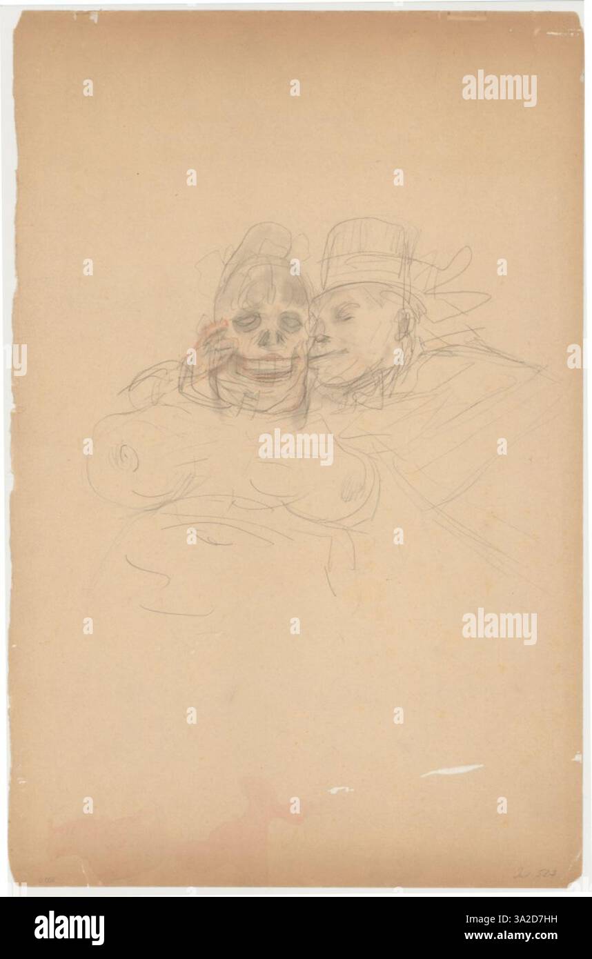 'Le Baiser, D 093' by Félicien Rops portrays a passionate kiss between ...