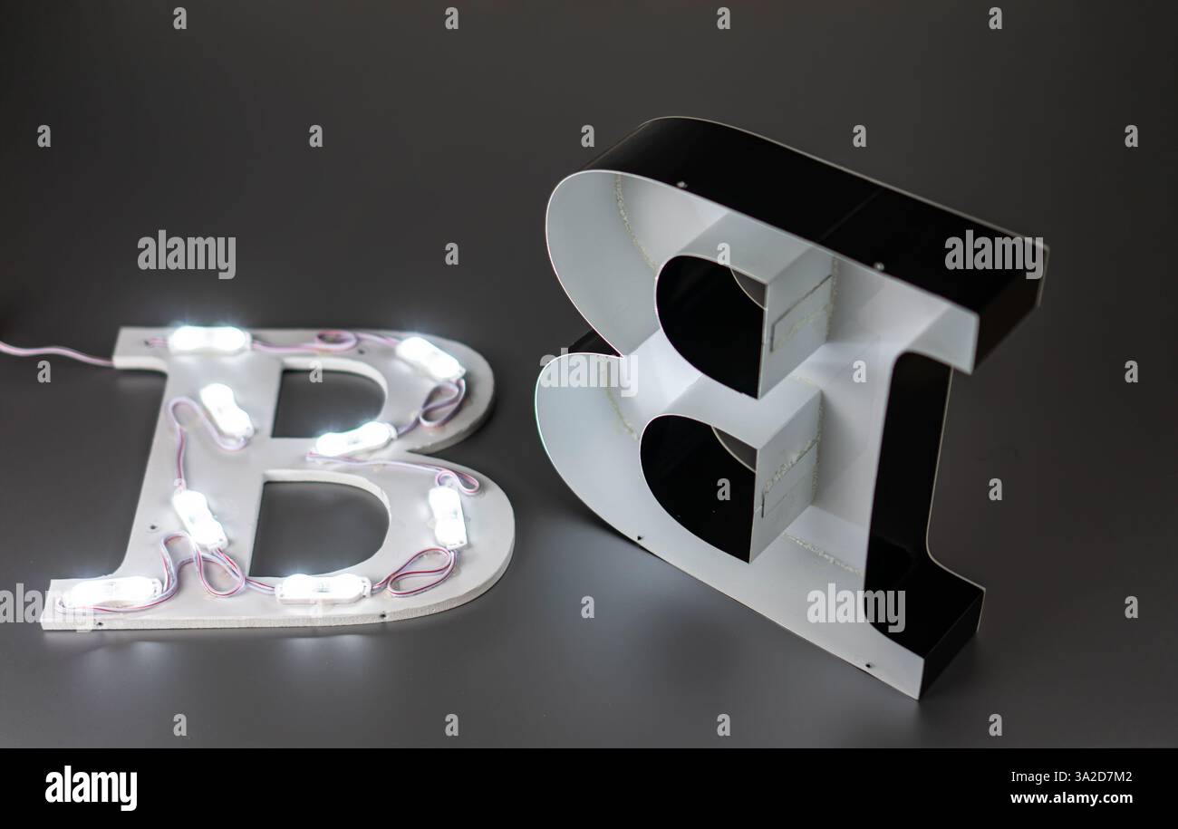 The internal structure of the light letter, a part of an advertising ...