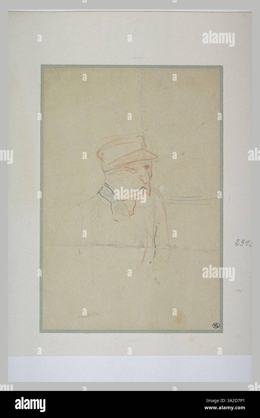 This portrait by Toulouse-Lautrec shows a man in bust view, wearing a ...