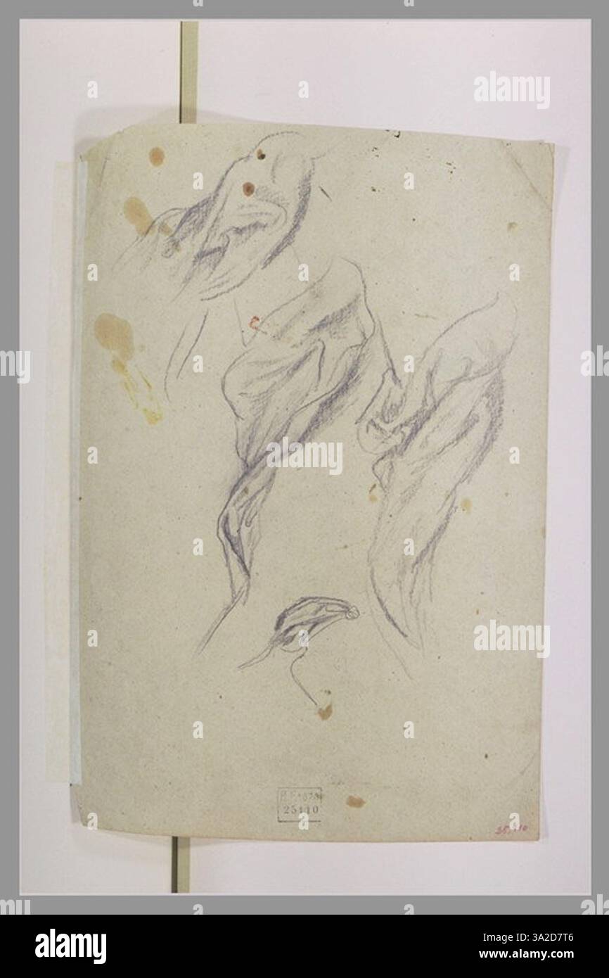 This verso drawing features drapery, focusing on fabric's texture and ...