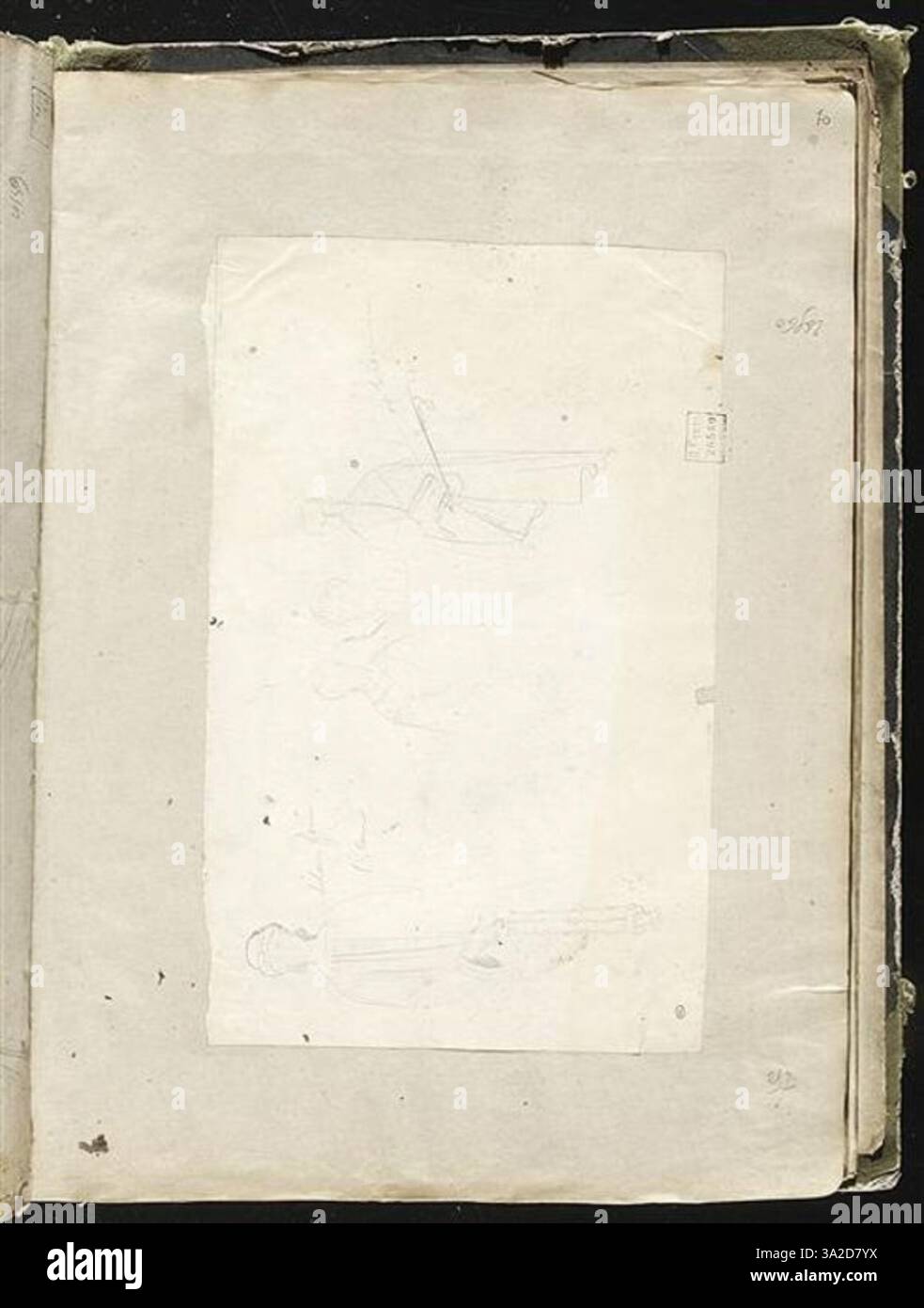 This study depicts a woman standing, facing forward, with two monks ...