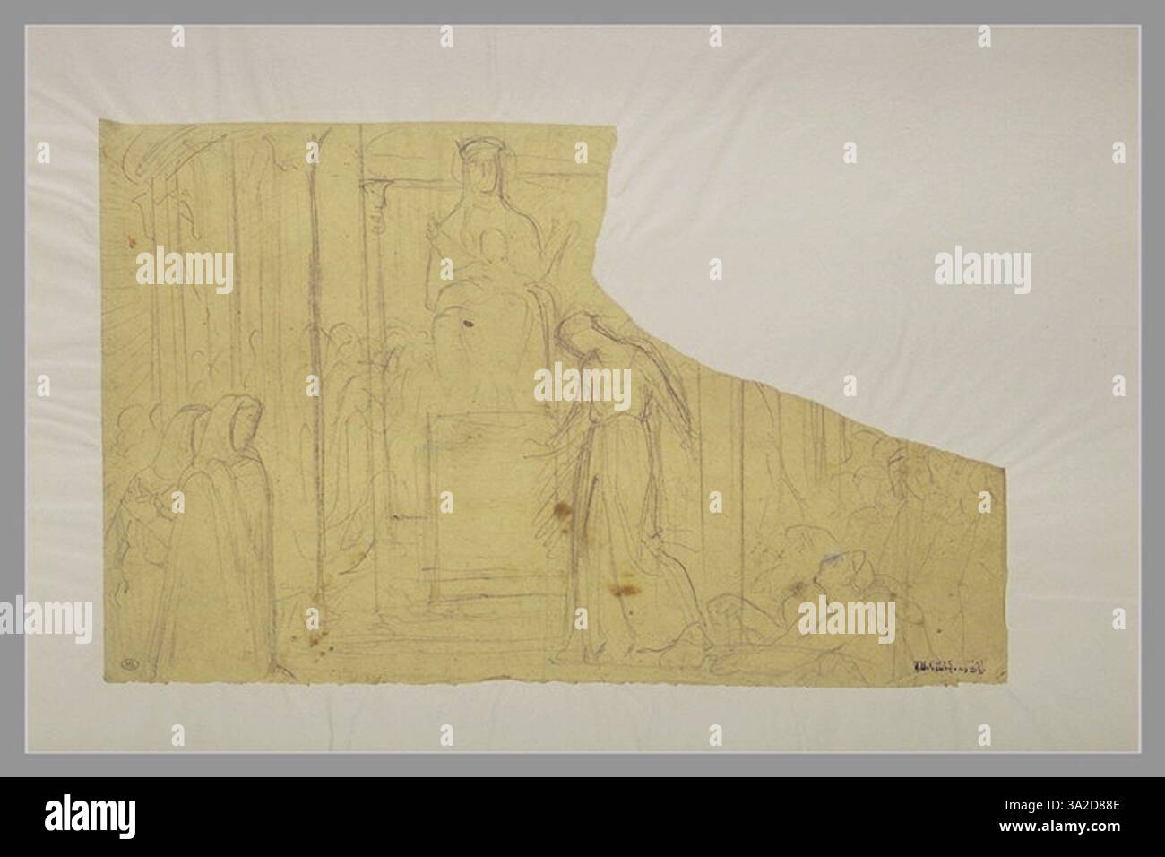 This artwork depicts the conversion of Mary of Egypt, focusing on her ...