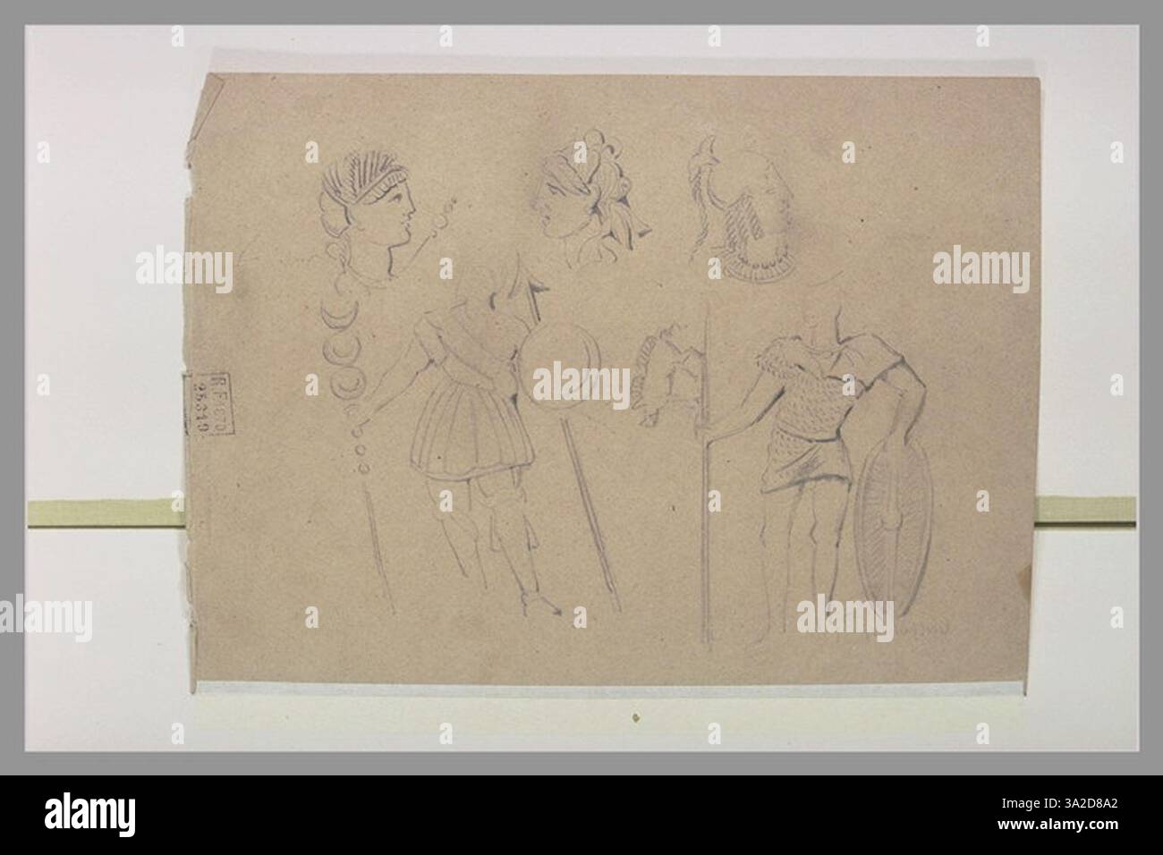 A study of heads in profile, including Roman soldiers. The drawing ...