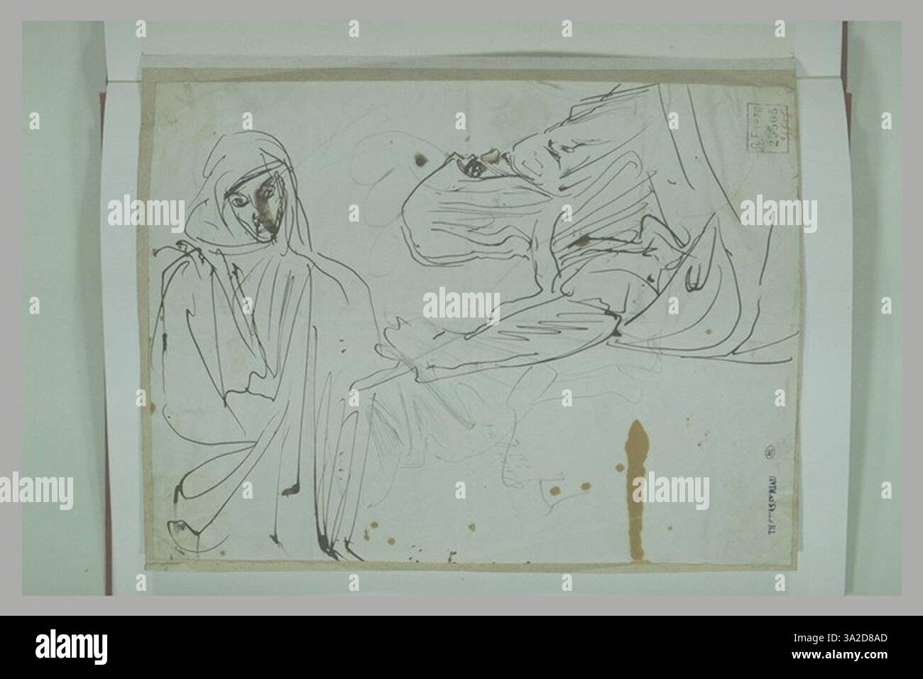 This artwork depicts two studies of Arab figures, focusing on their ...