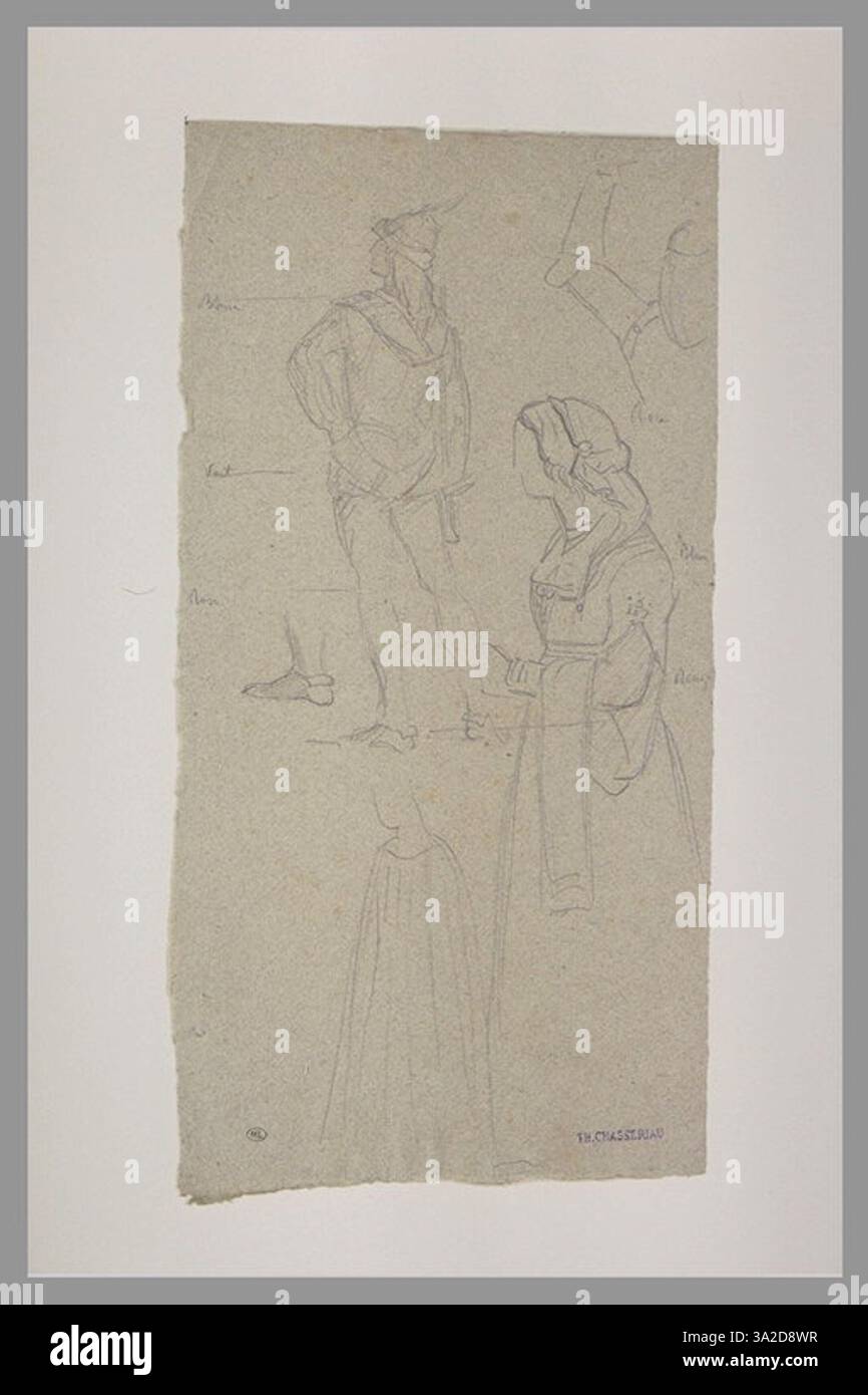 This sketch presents a male figure from the back, with the figure's ...