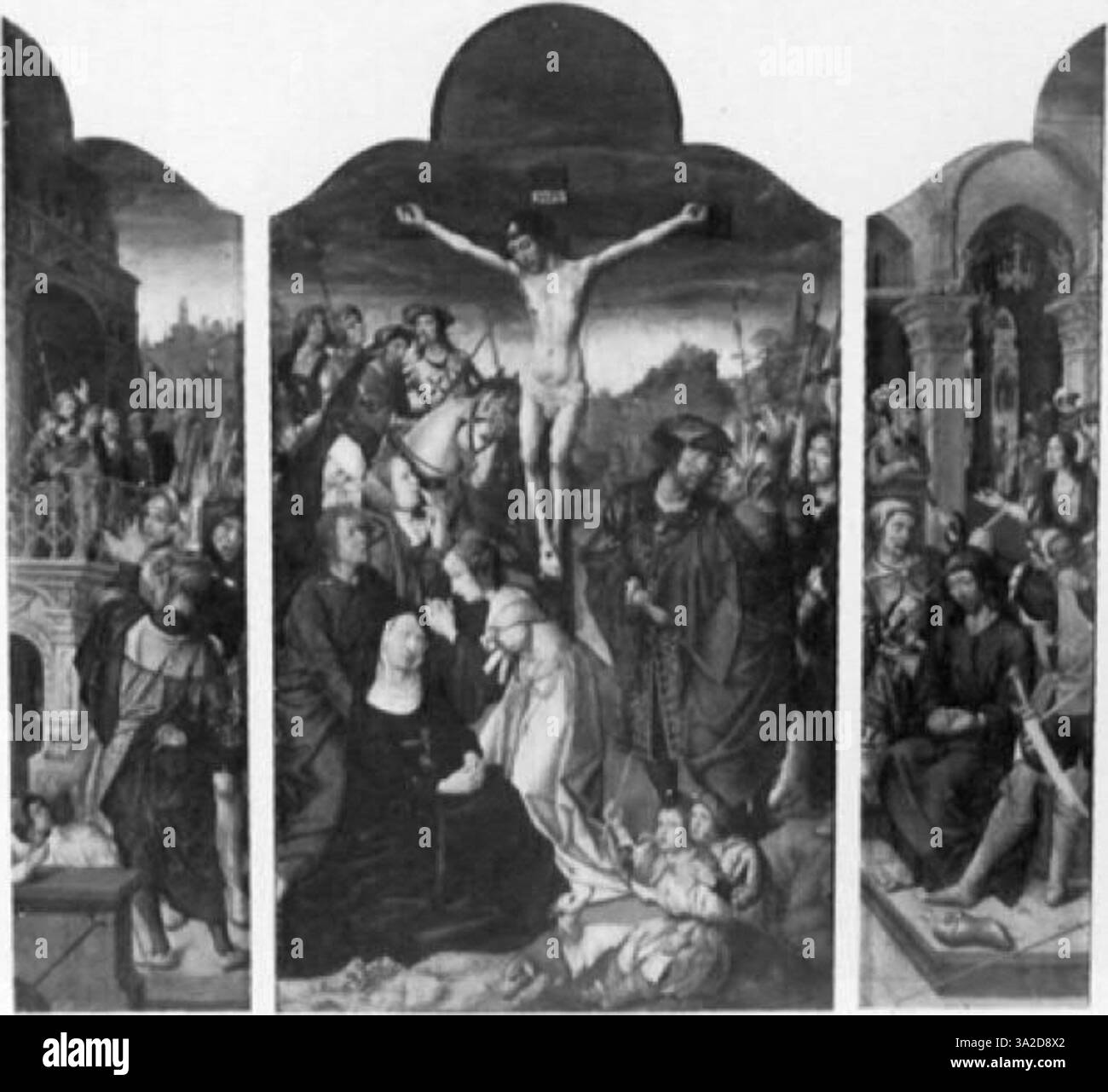 This painting features detailed representations of religious figures in ...