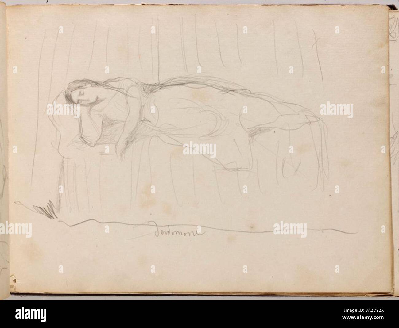 This drawing, identified as RF 26054, 76, presents a figure study in an ...