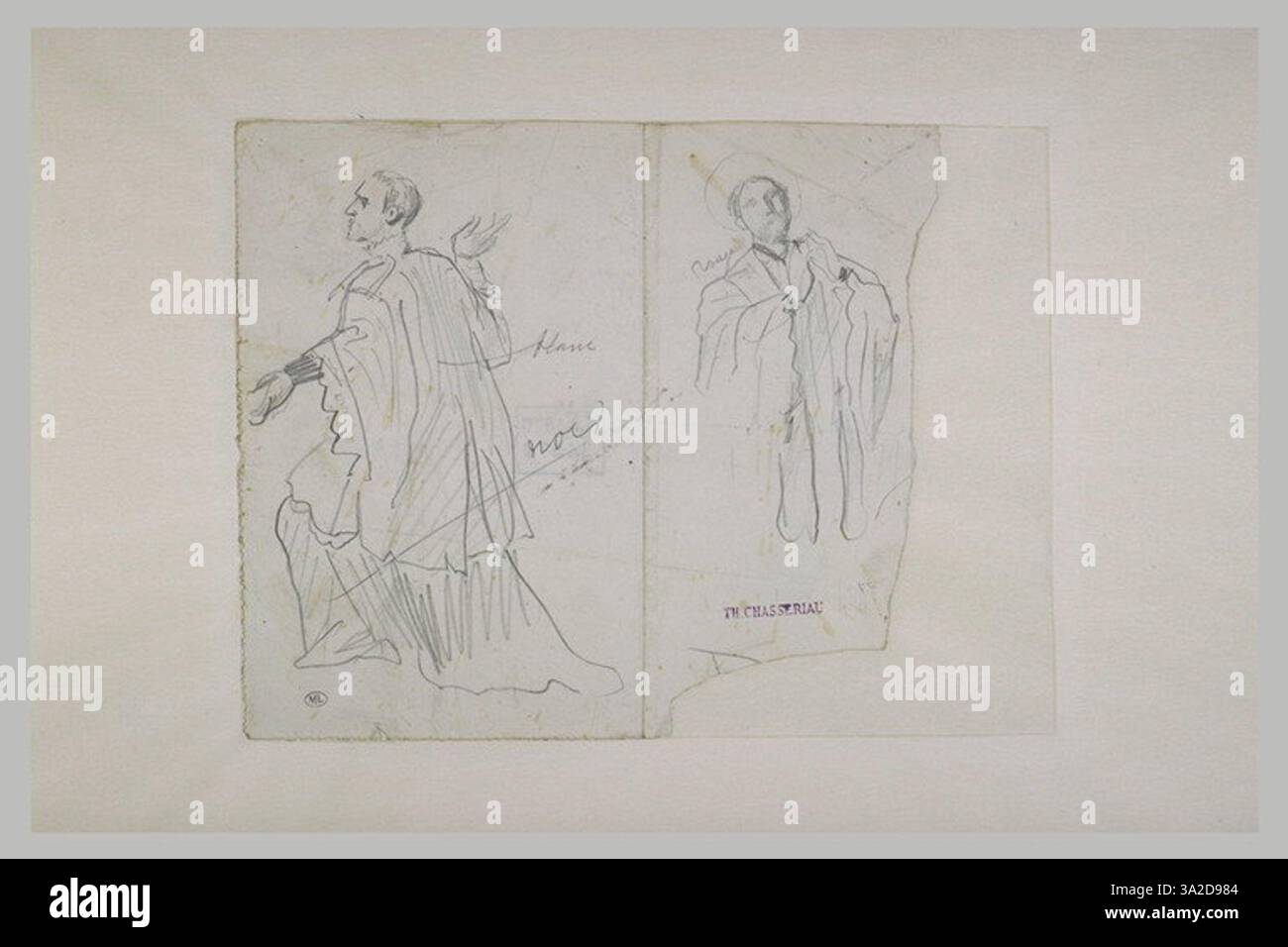 This drawing shows a man in priestly attire, with arms outstretched as ...