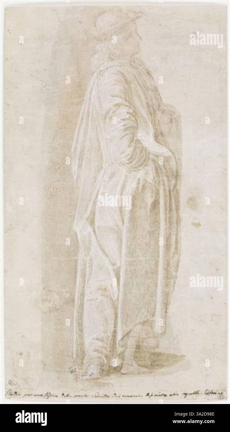 This profile study of a young man draped in a classical manner shows ...