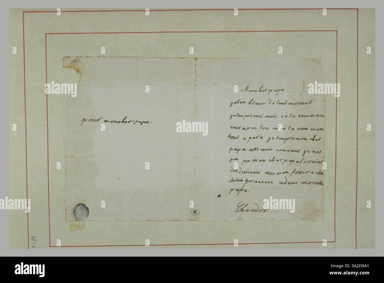 A personal letter from Théodore Chassériau to his father, Benoit ...