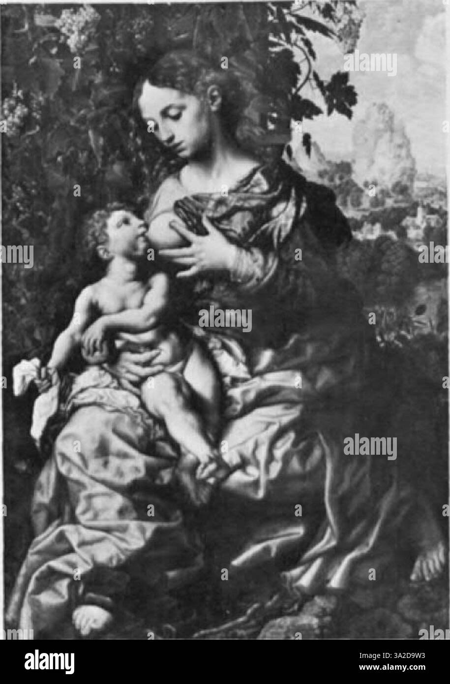 This painting highlights the detailed depiction of sacred figures, with ...