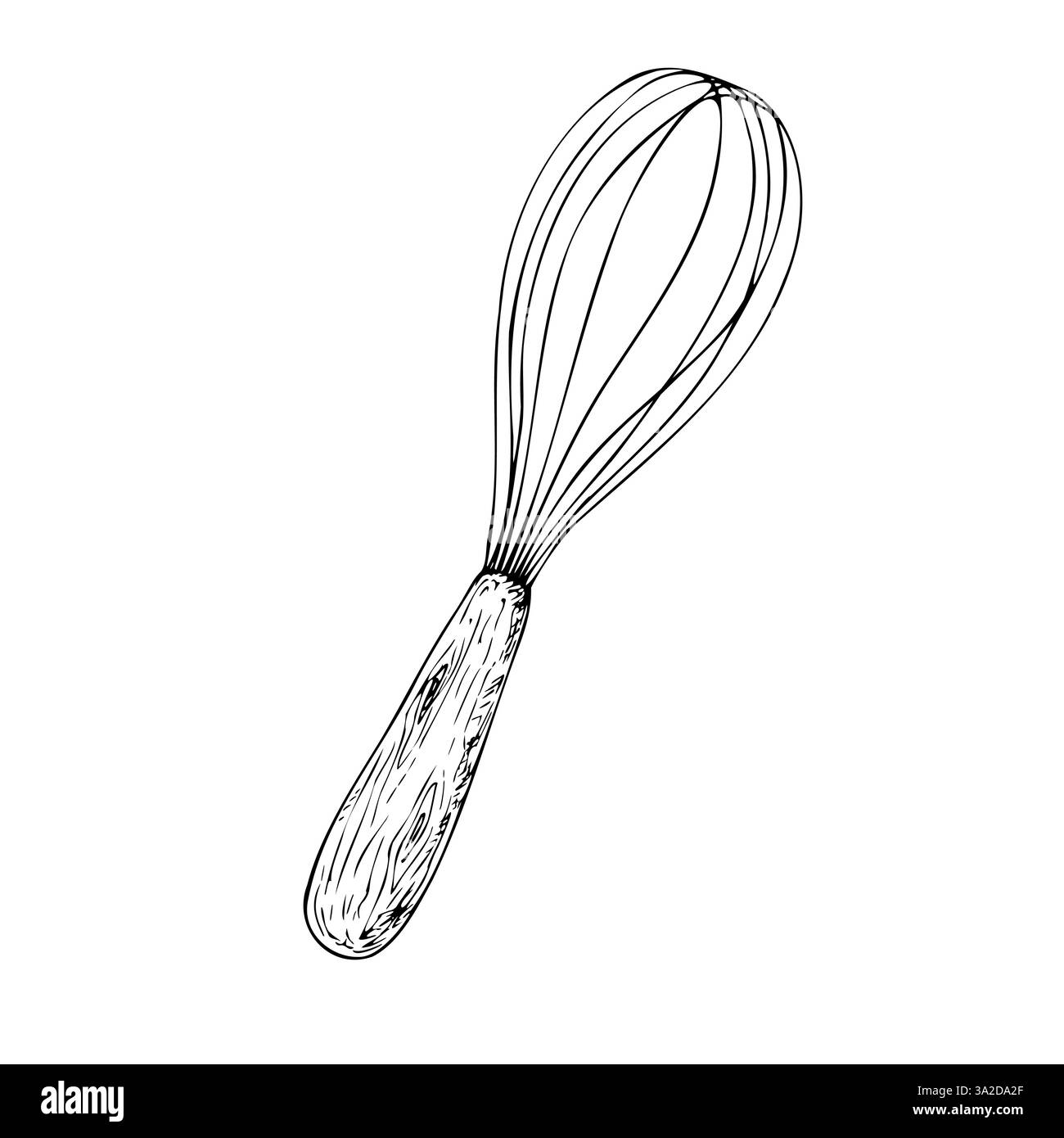 Vector hand whisk. Graphic ink wood kitchen tool illustration isolated ...