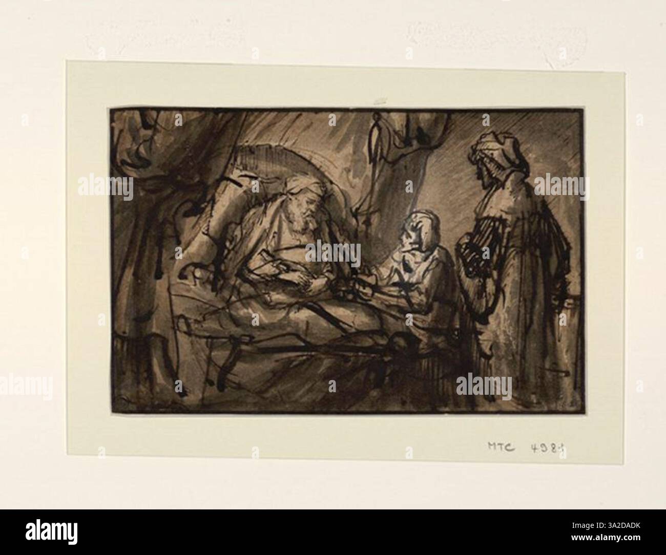 This artwork depicts the biblical scene where Isaac blesses Esau ...