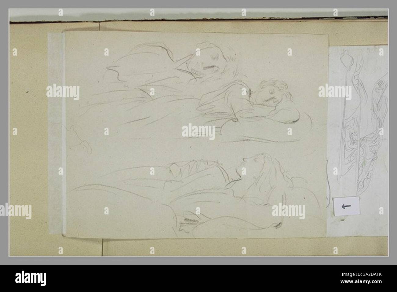 This verso features studies of sleeping figures. The focus is on the ...