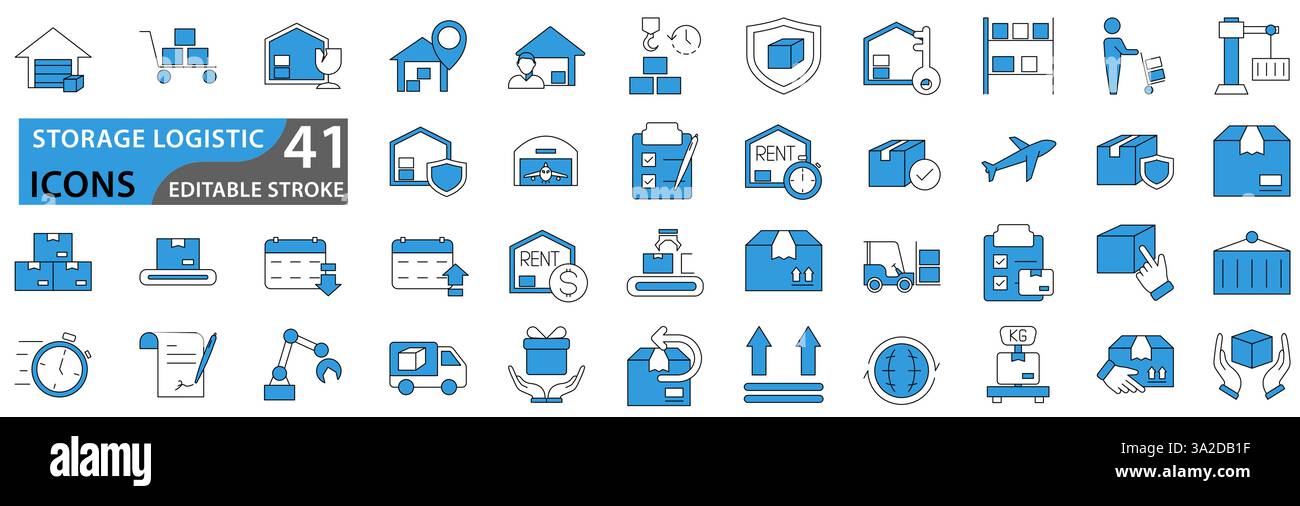 Warehouse line icons signs Stock Vector Images - Alamy