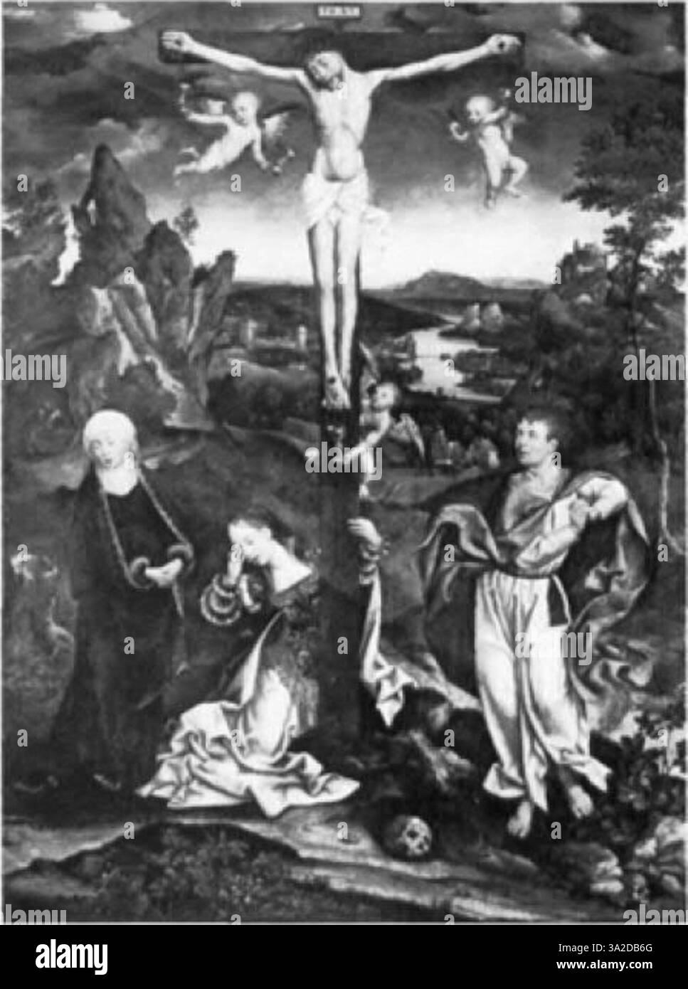 This painting portrays a religious scene with a highly detailed and ...