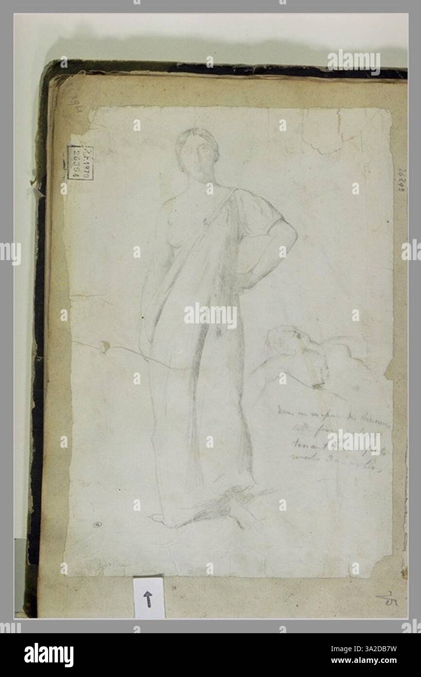 This study by Chassériau depicts a woman standing, viewed from the ...