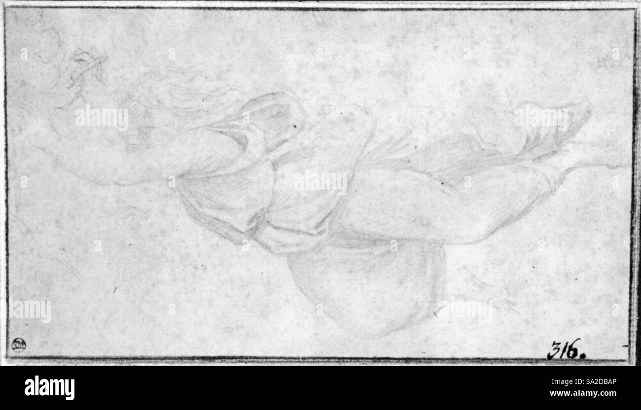 This artwork is a copy of Raphael’s depiction of a flying angel. The angel is shown in motion ...