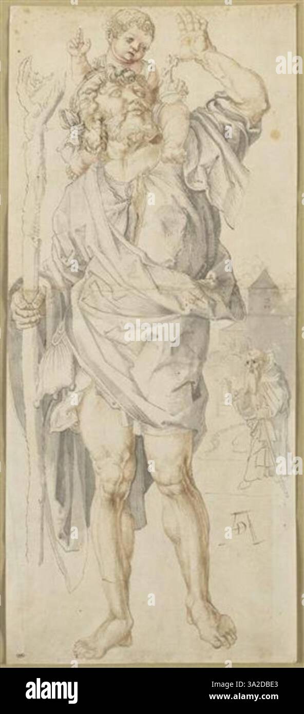 Dürer’s drawing of Saint Christopher carrying the Christ child ...