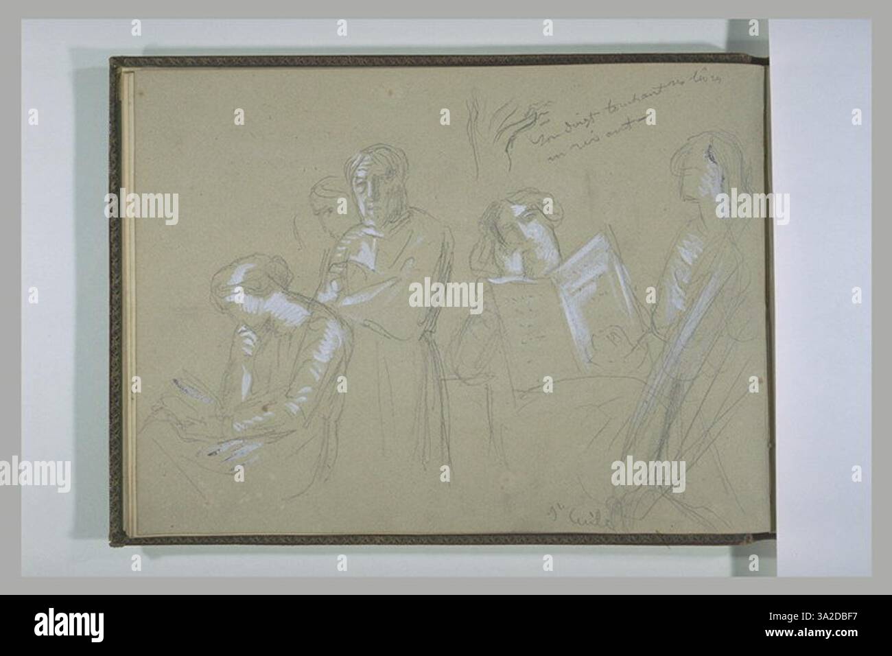 This figure study by Chassériau shows a figure in a composed, upright ...