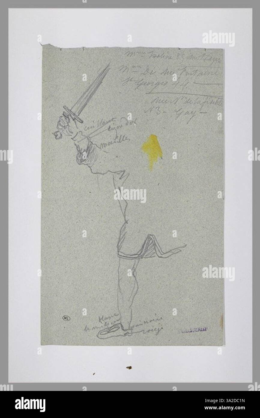 This piece depicts a man holding a raised sword, ready for action. The ...