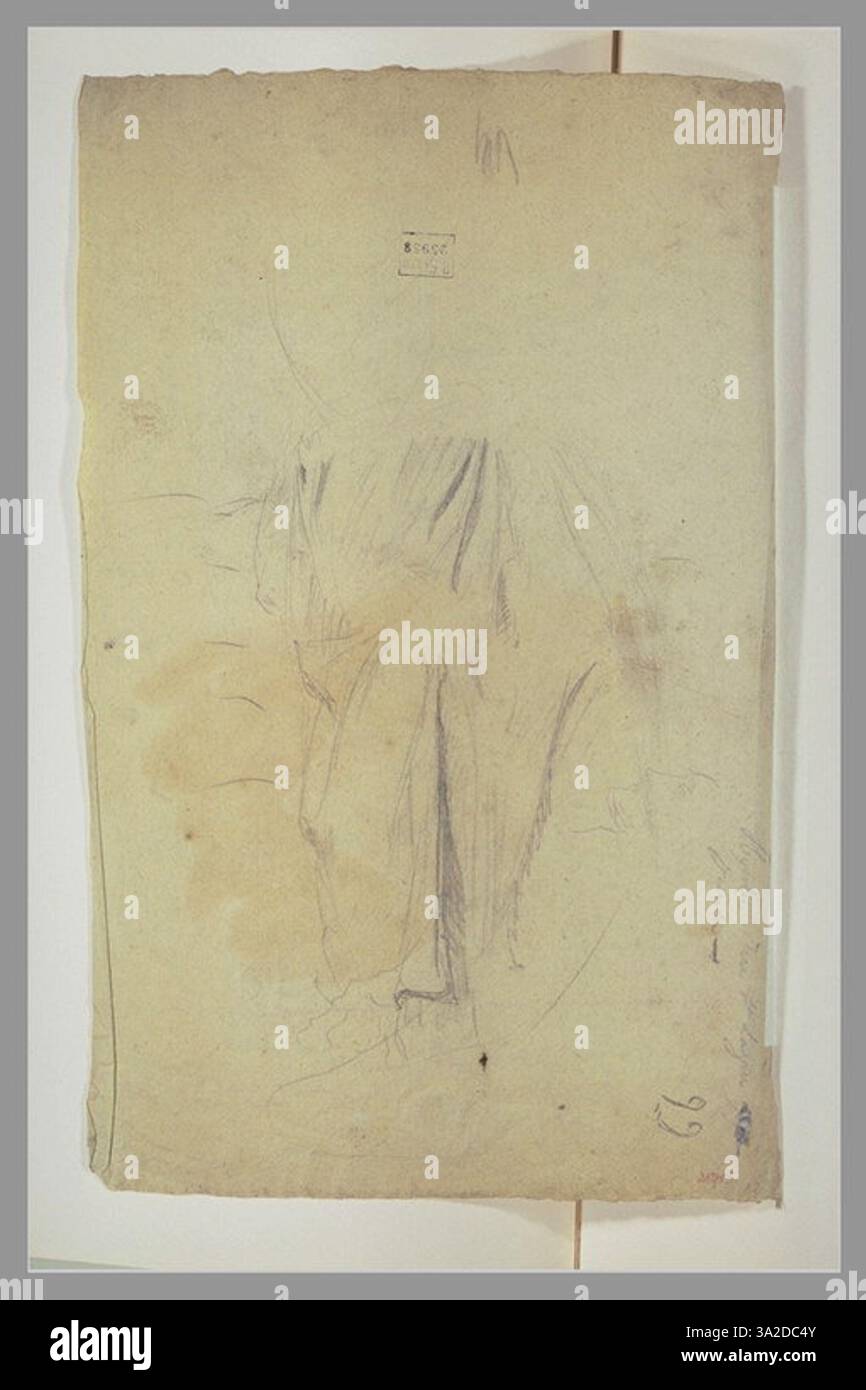 A study of drapery by Chassériau, focusing on the folds and texture of ...