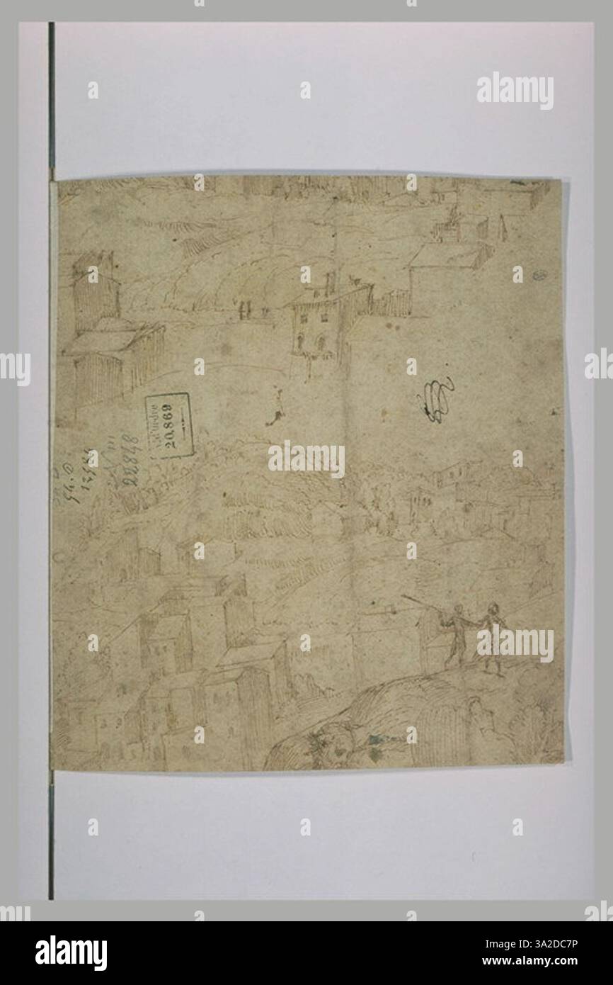 Fra Bartolomeo's studies of landscapes include two figures and a head ...