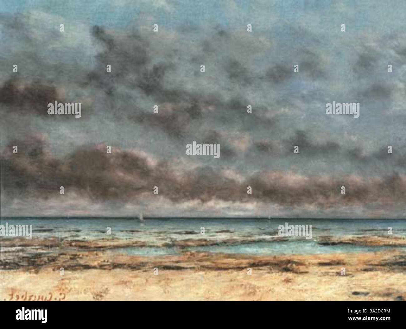 'Mer calme' depicts a tranquil sea, captured in Courbet's realistic ...