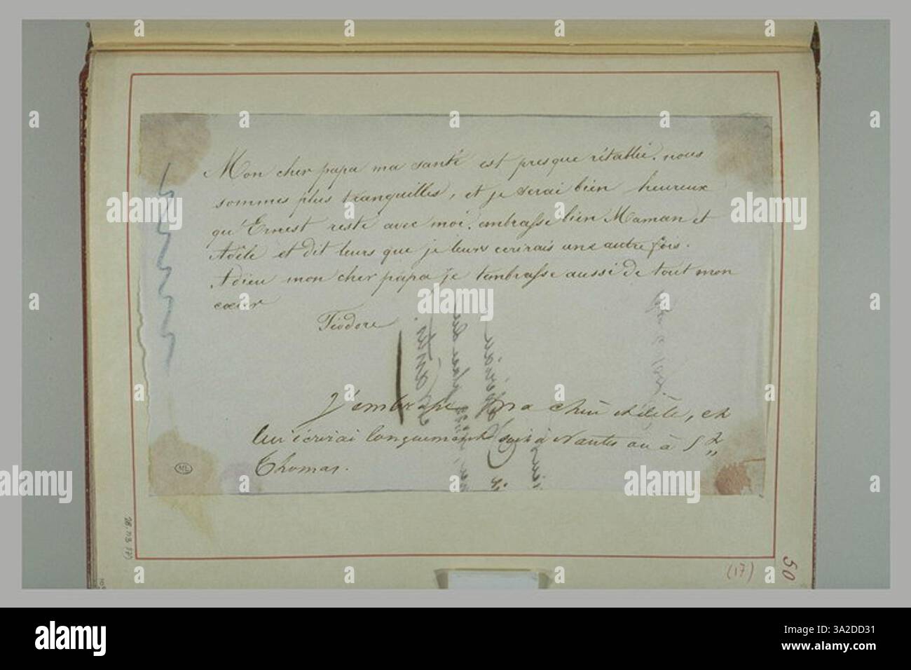 Théodore Chassériau’s letter to his father Benoit, offering further ...