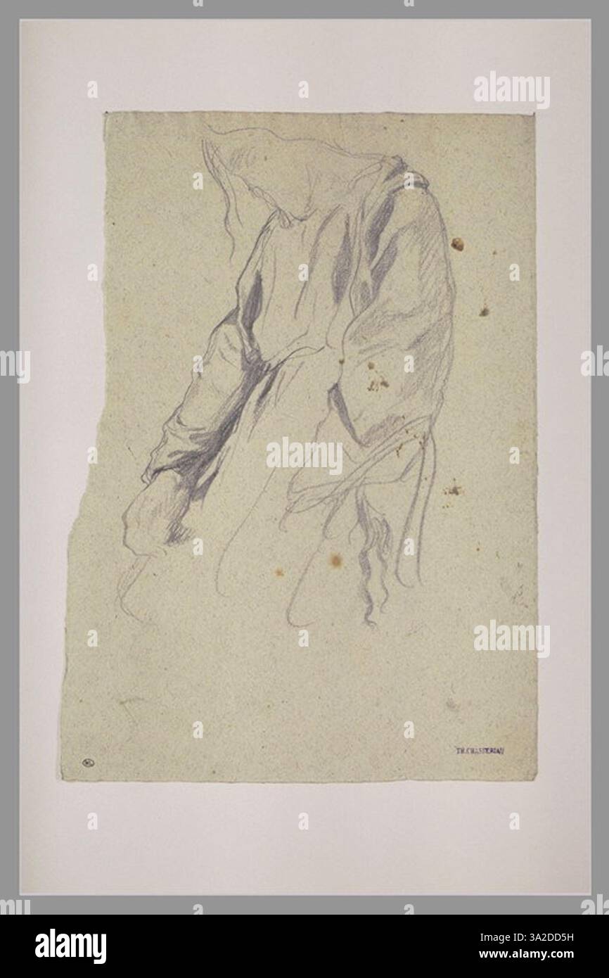 In this drawing, Chassériau depicts Christ in a kneeling posture ...